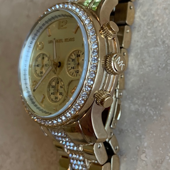 Michael Kors | Accessories | Michael Kors Runway Chronograph Mk59 Gold ...